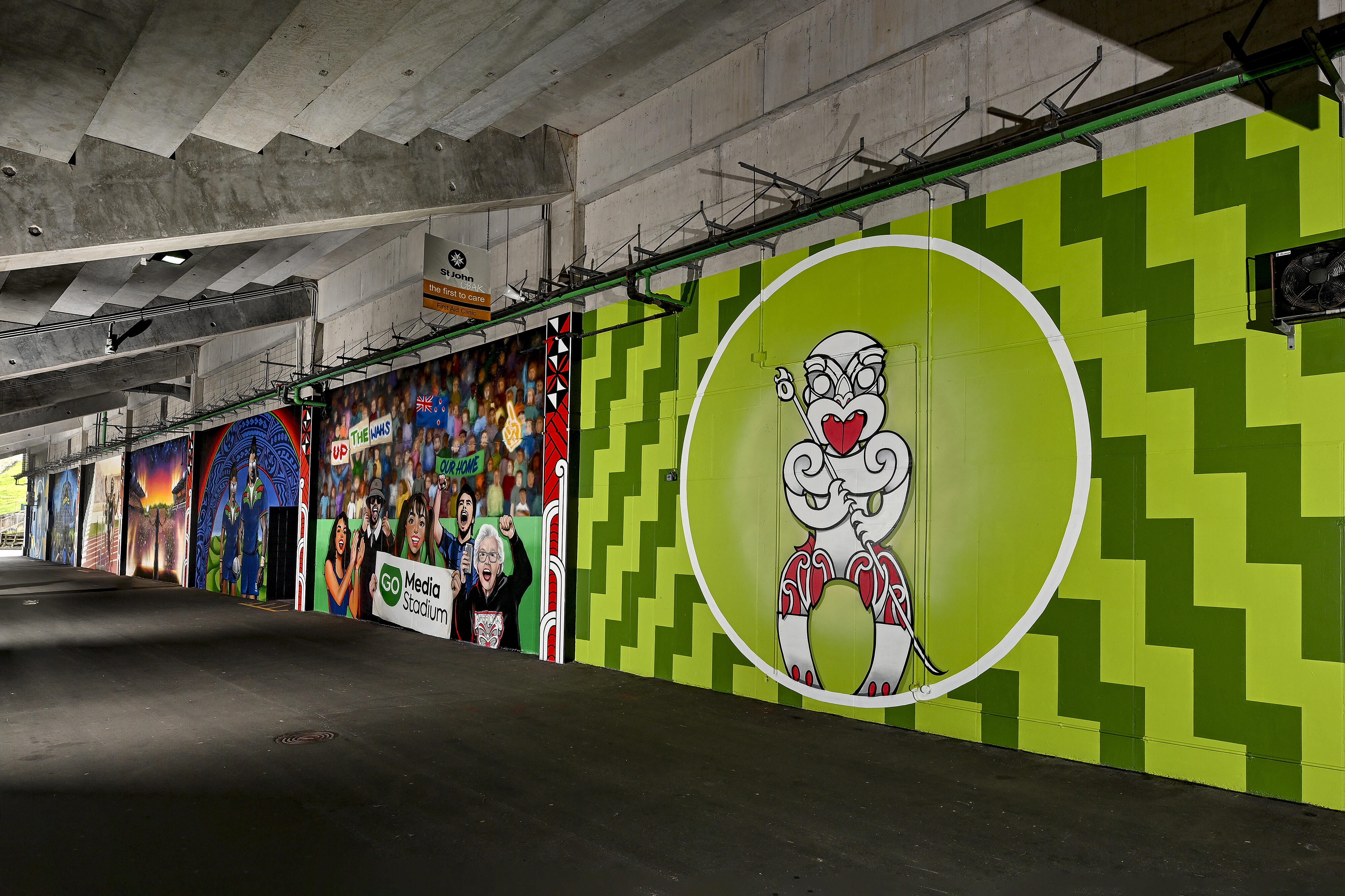 Mural installed at Go Media Stadium to celebrate Rarotonga Mt Smart