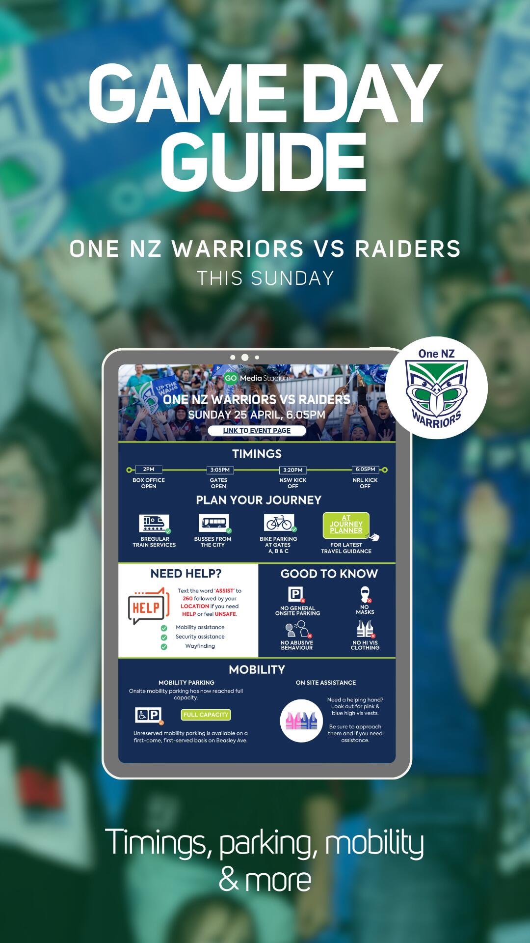 One NZ Warriors v Raiders 2025 Season